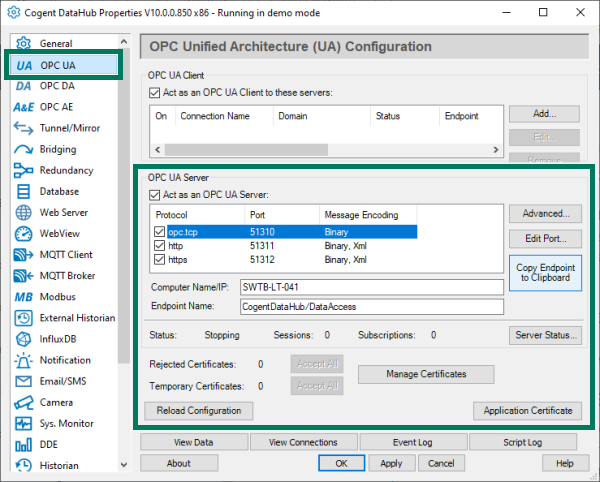 AVEVA System Platform OPC UA Client to DataHub OPC UA Server for Expanded Connectivity