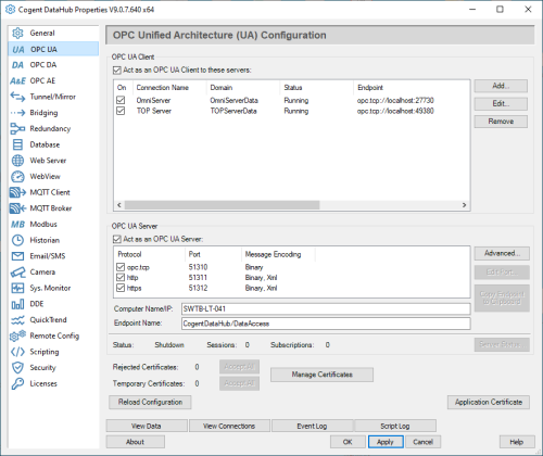Exploring OPC UA - Configuring Cogent DataHub OPC UA Client & Server