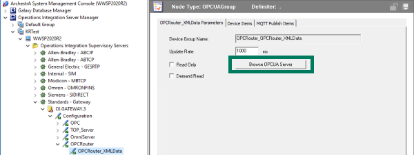 AVEVA System Platform to OPC Router Connectivity Options via OPC UA