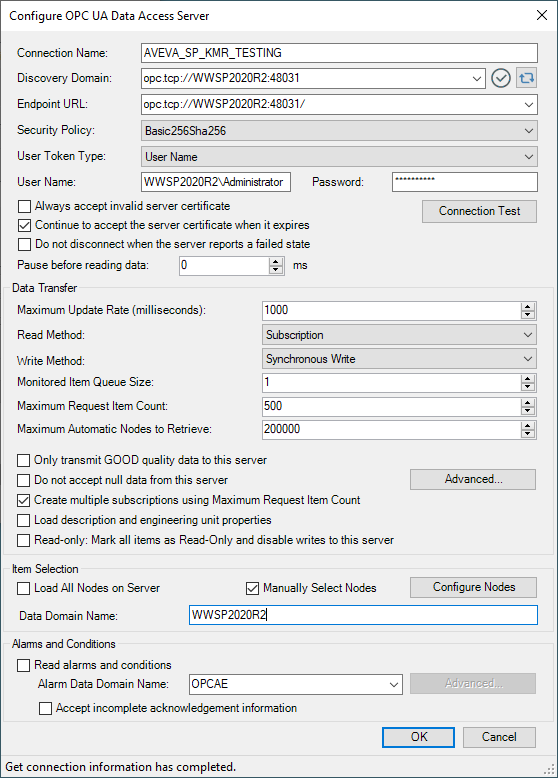 Access AVEVA System Platform's OPC UA Server w/ DataHub OPC UA Client